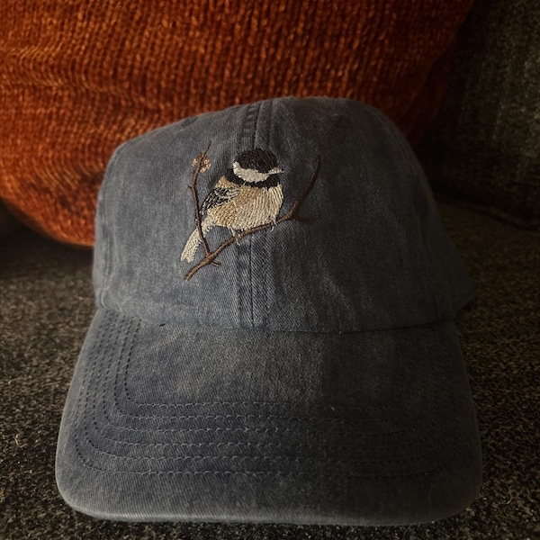 Embroidered Chickadee Hat for Bird Watching Lightweight Adjustable Cap ...