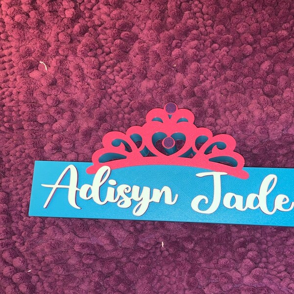 Princess Name Sign 3D Printed Name Plate Princess Tiara Star Crown ...