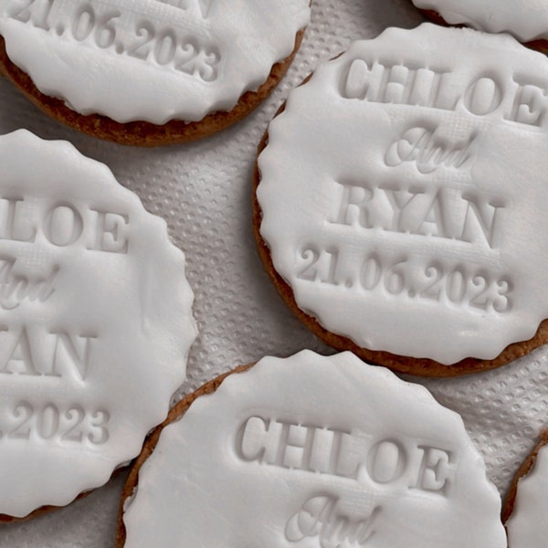 CUSTOM Wedding Names and Date Cookie Biscuit Stamp (fits M&S ...