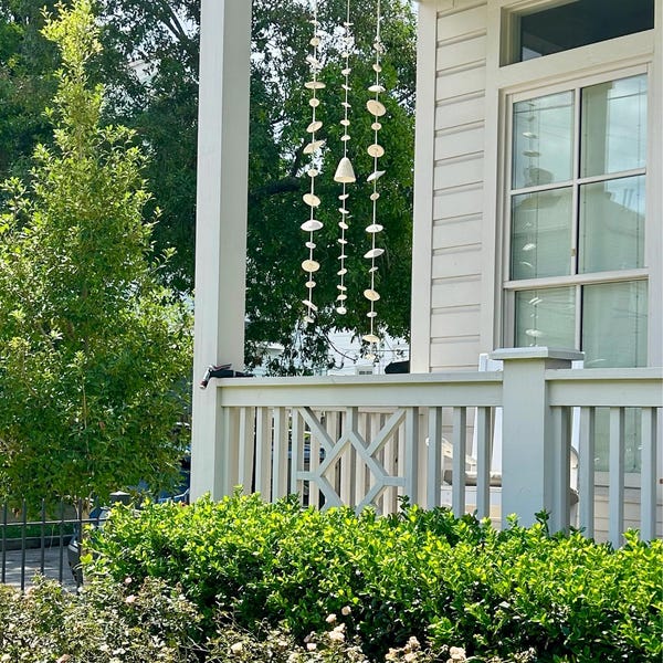 White Ceramic Hanging Wind Chime Bells by Poor House Pottery***double ...