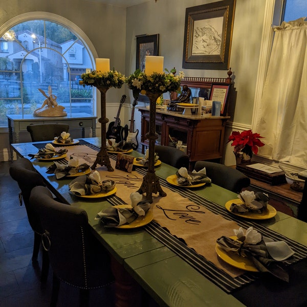 Burlap Table Runner With Ties - Wedding Runner Holiday Decorating Home ...