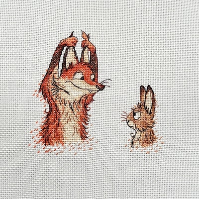 Fox and Rabbit Cross Stitch Pattern Fox and Bunny Friends Instant ...
