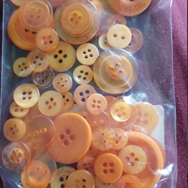 50 Orange Buttons, Bright Orange Assorted Sizes, Crafting, Sewing ...