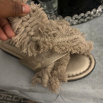 Blue Beaded Bohemian Style Macramé Sandals Handmade Macrame Sandals ...