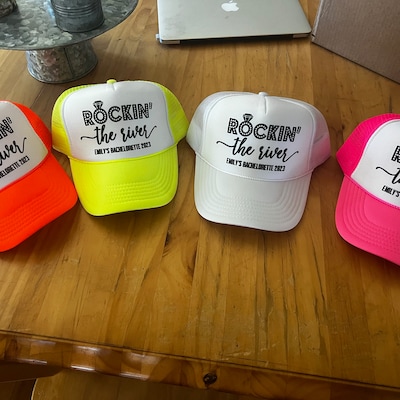 Neon Bachelorette Hats / Rafting River Camping Trip Trucker Hat ...