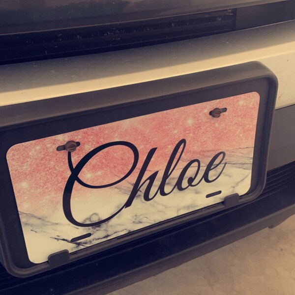 Flamingo Pink Ocean Colors Car Tag, Monogrammed License Plate ...