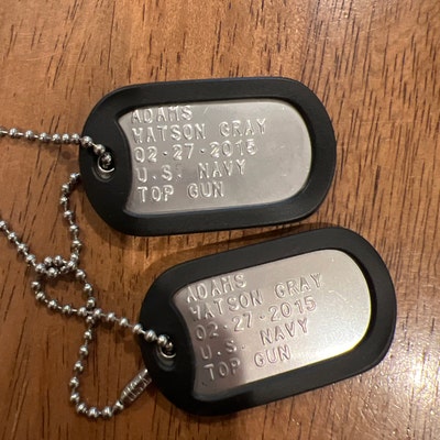 Custom Embossed Personalized Military Issue Stainless Steel Army Navy ...