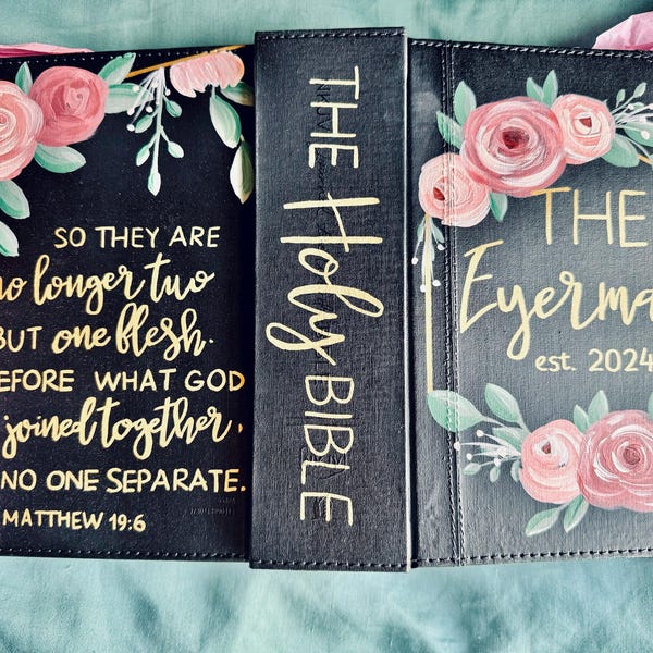 Custom Hand Painted Bibles, Confirmation Gift, Wedding Bible, Family ...