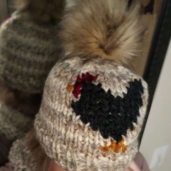 Women’s Knit Chicken Beanie / Knit Hat / Chicken Mom / Farm Wear ...