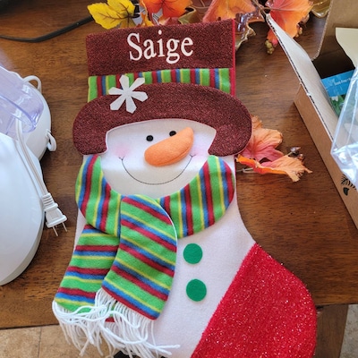 Personalized Smiling Snowman Decorative Christmas Stocking - Etsy