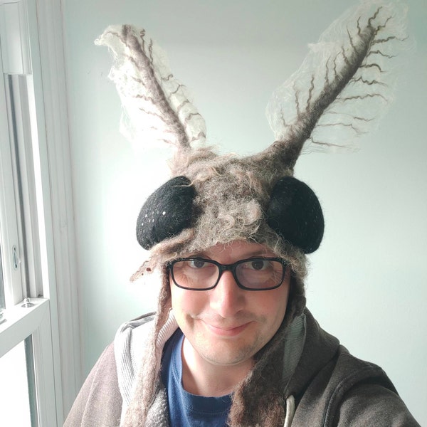Gothic Moth Headdress: Hand Felted Wool Costume Hat With Posable ...