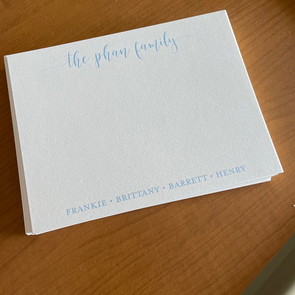 Family Note Cards and Envelopes Stationery Set, Personalized With ...