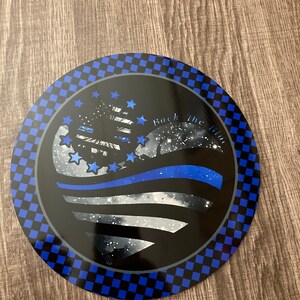 8" Round Blue Line Wreath Sign, Back the Blue Wreath Sign, Personalize ...