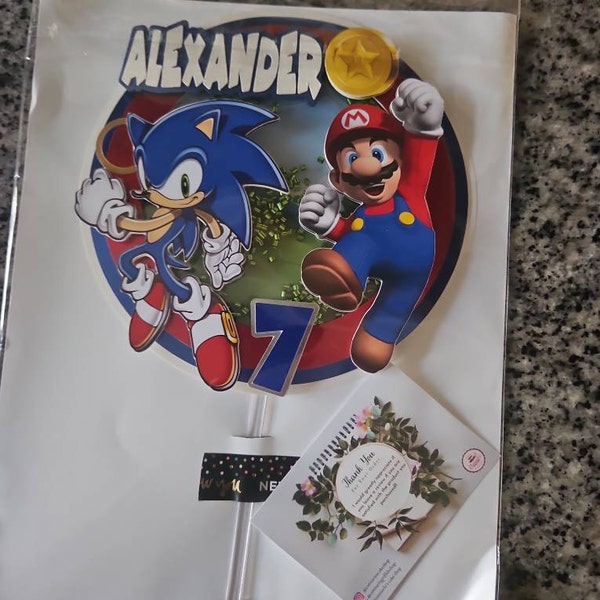Mario and Sonic Cake Topper, Mario and Sonic Party, Mario & Sonic Cake ...