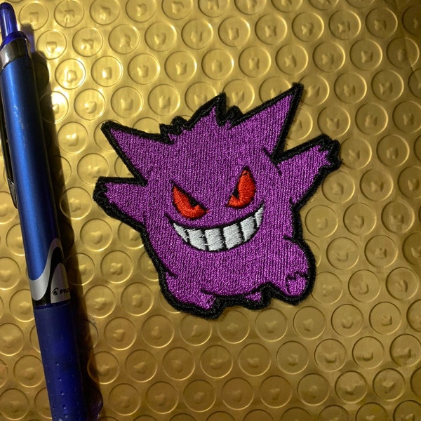 Gengar - Iron on Patch - Shiny Metallic Embroidered. Pokemon Patch. - Etsy