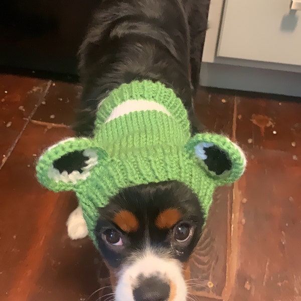 Frog Dog Snood Hand Knit Long Ear Covering Cold Weather Cavalier King ...