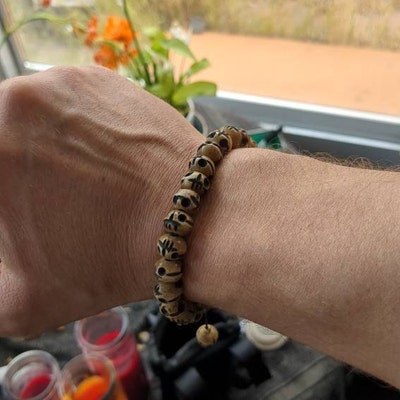 Black Short KALI MALA Sacred Skull Prayer Beads, Hand Carved Natural ...