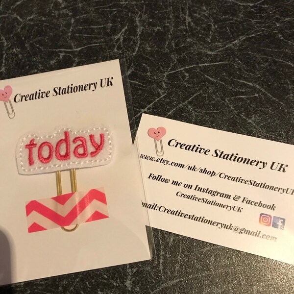 Today Planner Bookmark - Any Colour Available. Paperclip. Felt Clip ...