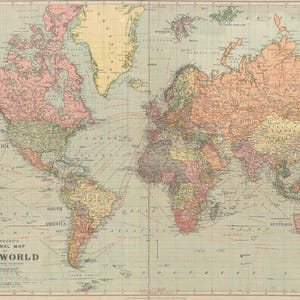 1870 World Map: Vintage Terrain Map (digital Download) - Etsy