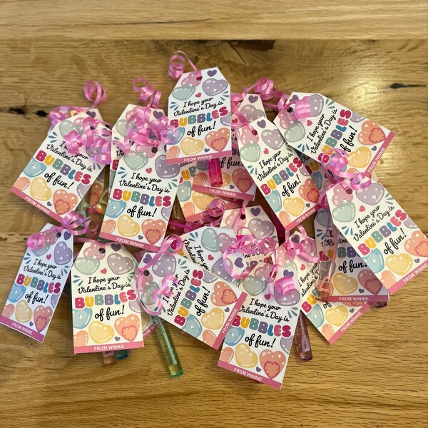 Valentines Bubble Wand Tags | Printable Class Mates Gift | Bubble Wand ...