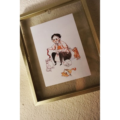 Texas Chainsaw Meowssacre 5x7 Leatherface With Cats Print - Etsy