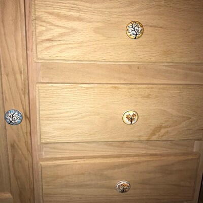 Multi Color Tree Design Ceramic Knobs Kitchen Cabinet Drawer Knobs Hardware Knobs Handmade Knobs ...