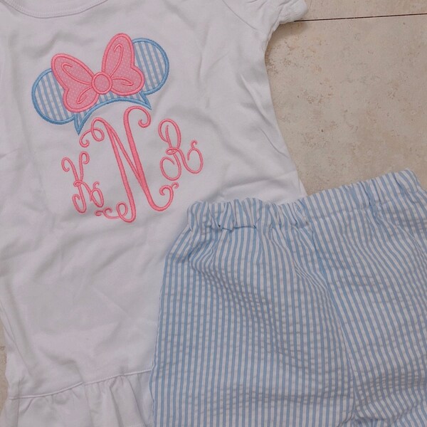 Monogram Disney Outfit, Minnie Mouse Girls Embroidered Shirt ...