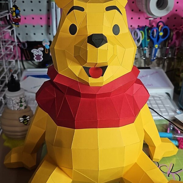 Papercraft Pooh Bear PDF, 3D SVG Cricut Template for Creating 3D Pooh ...