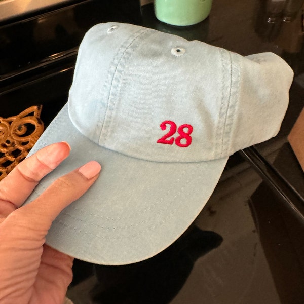Embroidered Lower Left Number Baseball Cap - Personalized Gifts ...