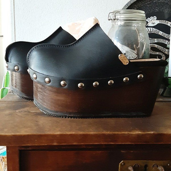 Vintage-inspired Wooden Clogs With Bell-style Heels, Timeless Elegance ...