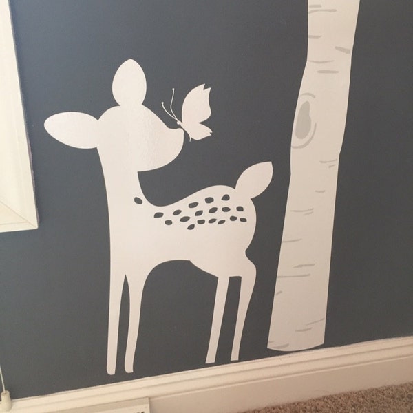 Free Shipping Baby Deer Wall Decal Art Sticker Decor Fawn Vinyl Wall ...