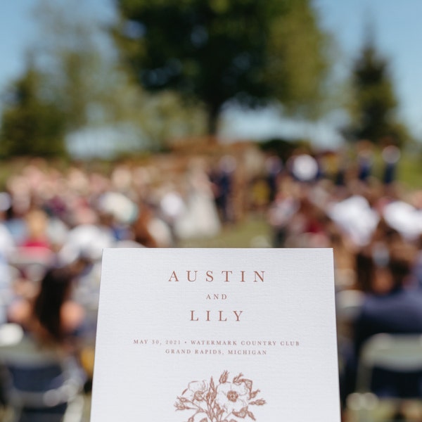 Printed Wedding Program, Folded Wedding Program, Modern Program ...