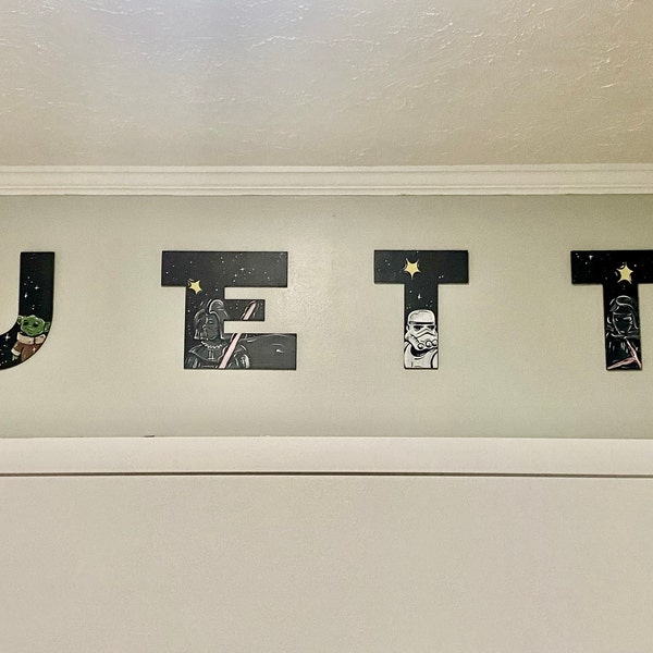 Star Jedi Space Wars Painted Letters, Black Star Jedi Painted Letters ...