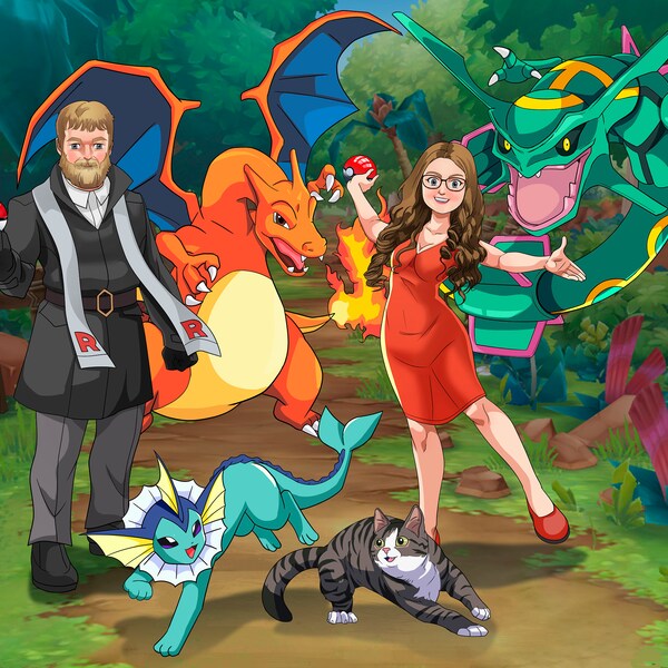 Custom POKEMON Character Portrait From Photo ,pokemon Portrait, Pokemon ...