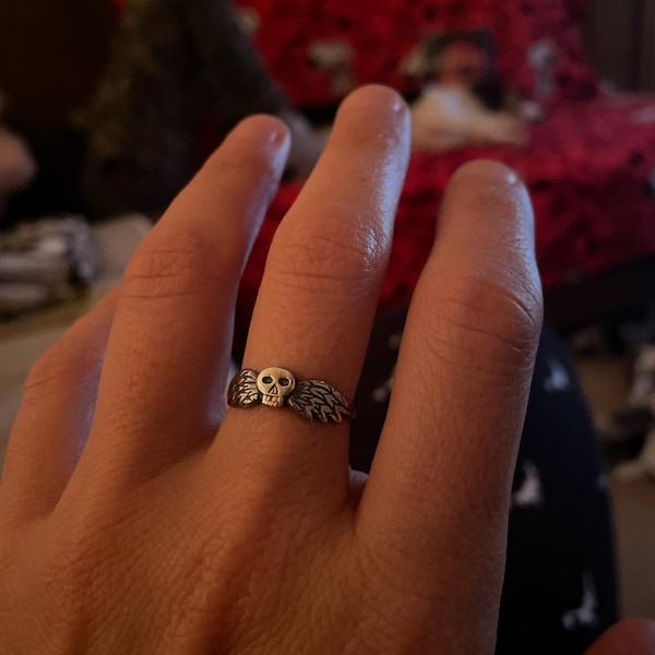 Mini Taphophile Ring in Sterling Silver Memento Mori Skull - Etsy