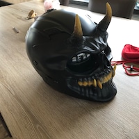 The Black Demon Skull Motorcycle Helmet Custom DOT and ECE - Etsy Singapore