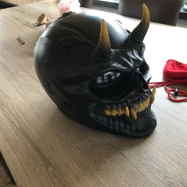 The Black Demon Skull Motorcycle Helmet Custom DOT and ECE Approved - Etsy