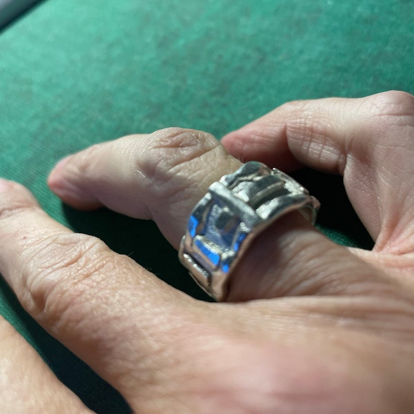 Rotating - Spinner - Ring With Secret Code and Custom Text. Silver Ring ...