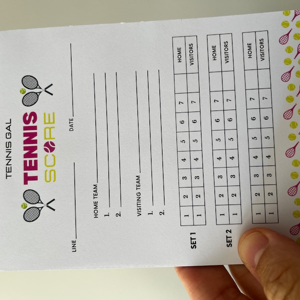 TENNIS SCORECARD PAD, Tennis Match Score Card Sheets, Cute Tennis ...