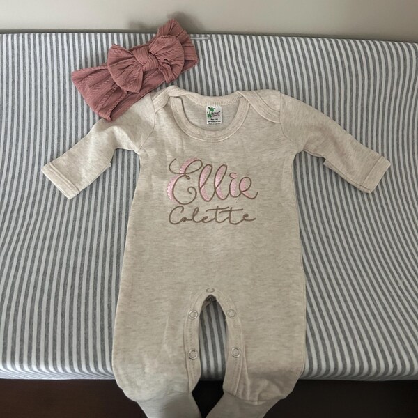 Personalized Baby Romper, Embroidery Baby Girl Coming Home Outfit ...