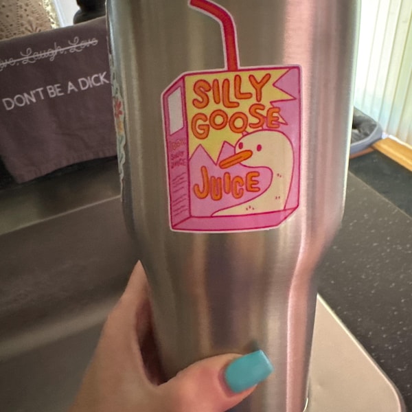 Silly Goose Juice Sticker, 100% Silly, Funny Juice Box Decal, Kawaii ...