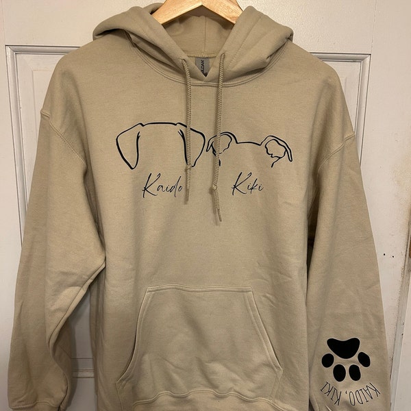 Custom Embroidered Dog Dad Hoodie, Outline Dog Ears Sweatshirt ...