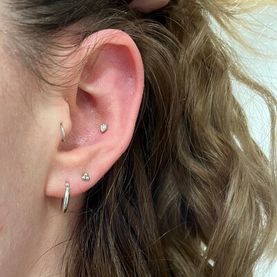 14k Solid Gold Spike Cone Rook Piercing Eyebrow Piercing Belly Button ...