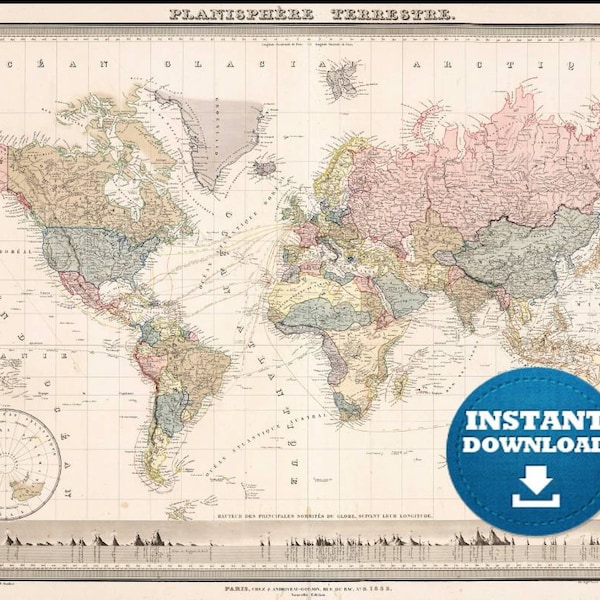 Digital Modern Roads World Map, High Dimensions World Map, Colorful ...