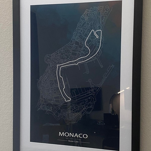 Monaco Race Track Print, F1, Formula 1, F1 Posters, F1 Art, F1 Wall Art ...