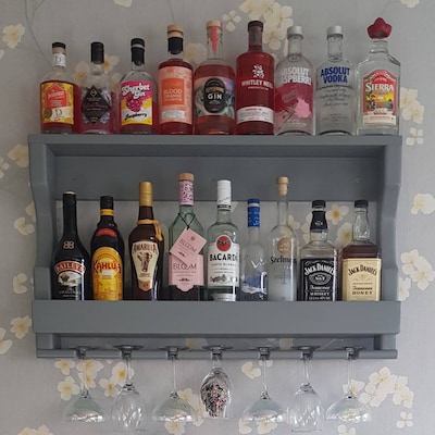 Gin Racks,winerack,handcraft Wine Wall Mounted/bar Shelf/gin Bar/black ...