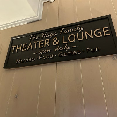 Theater Lounge Sign Custom Movie Theater Sign Personalized Home Theater ...