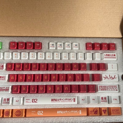 Eva Unit-02 Keycap Set, Cherry Profile, Coiled Cable Option, PBT ...