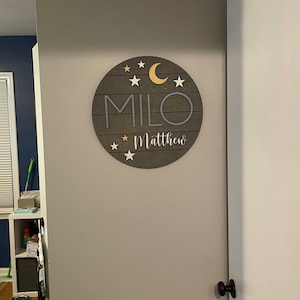 Moon and Stars Nursery Sign Custom Baby Name Sign Nursery - Etsy