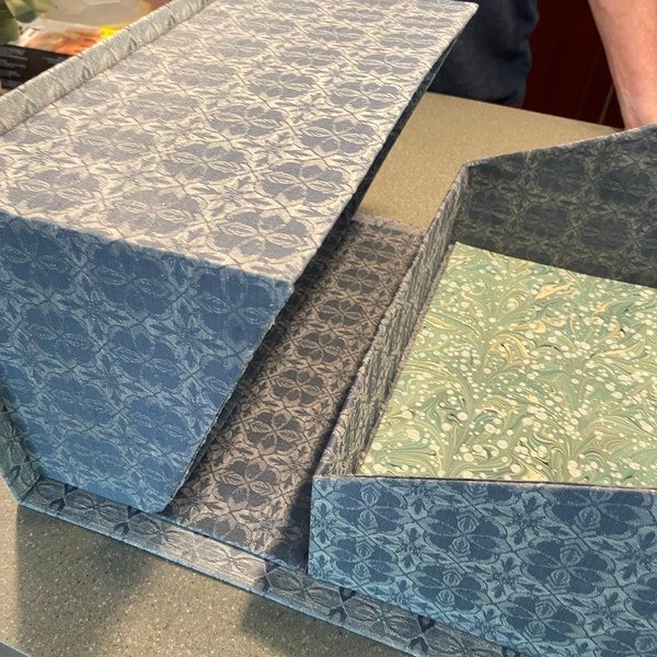 Handmade Marbled Paper, Light Forest Green, Bookbinding, Endpaper ...